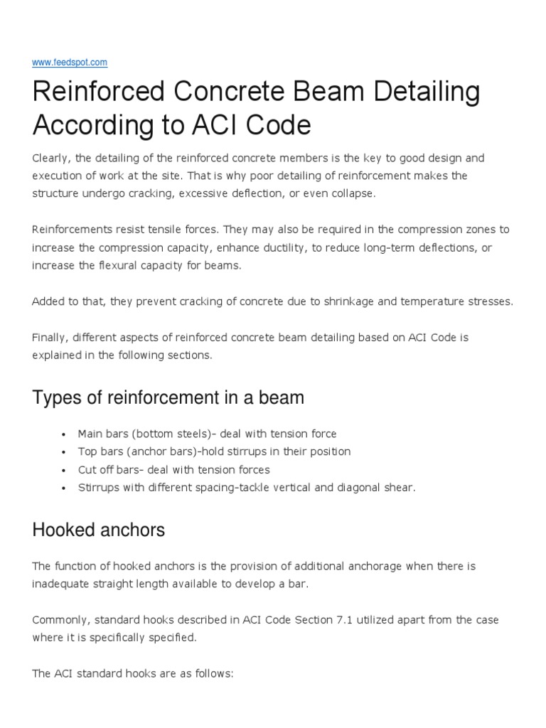 Aci Concrete Beam Detailing Pdf Reinforced Concrete Beam Structure