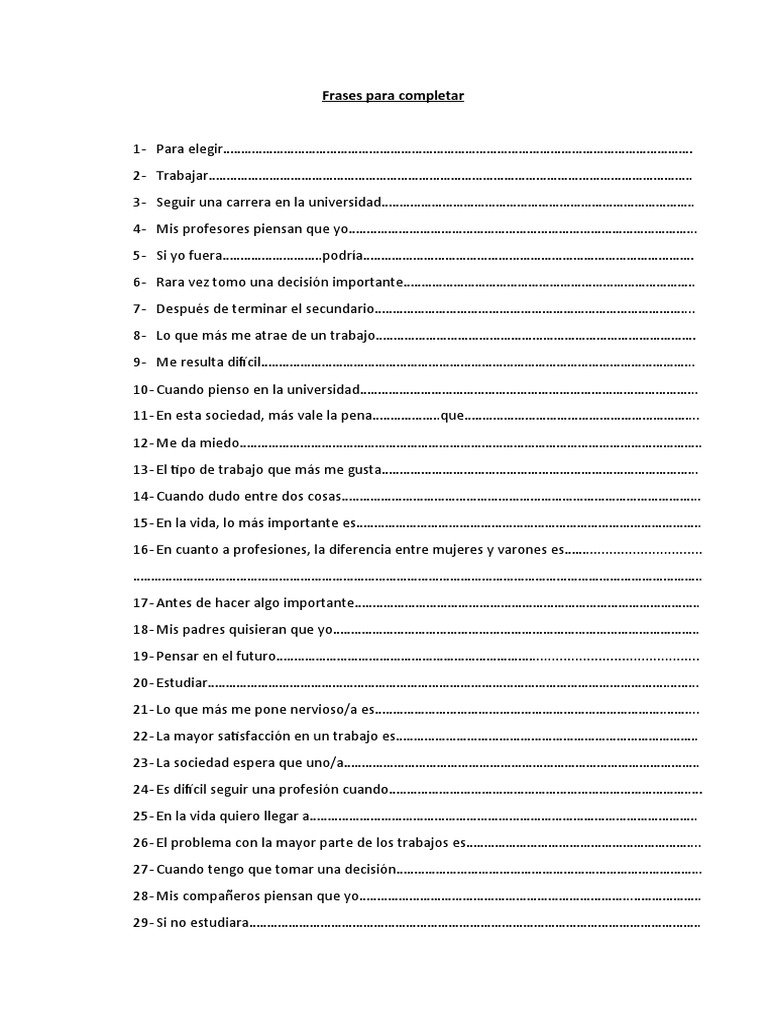 Frases para Completar en la Universidad | PDF
