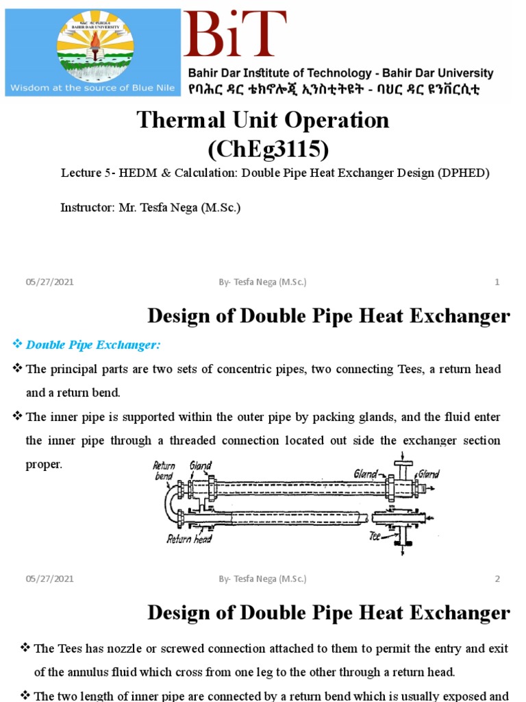 Lecture 5-1 Double Pipe HE | PDF | Heat Exchanger | Pipe (Fluid Conveyance)