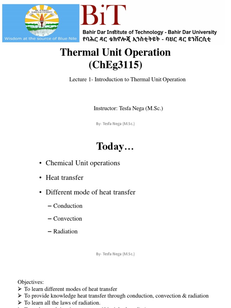 Lecture 1 - Introduction To Thermal Unit Operation | PDF | Heat ...