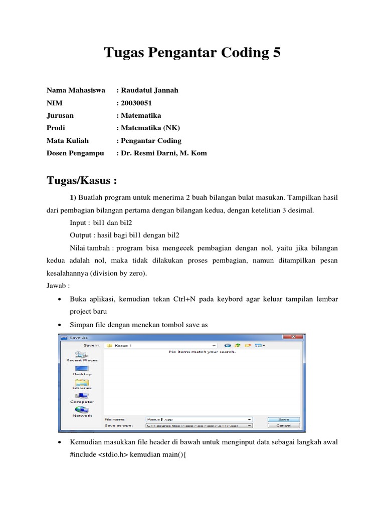 Tugas Coding Mahasiswa Matematika | PDF