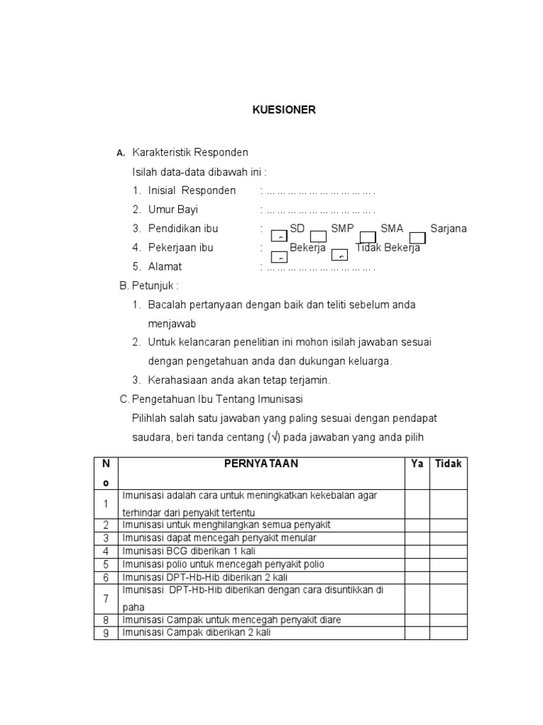 12 Lampiran 1 - Kuesioner | PDF