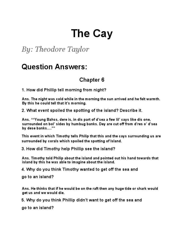The Cay Chapter 6-10 Q - A IC | PDF | Nature