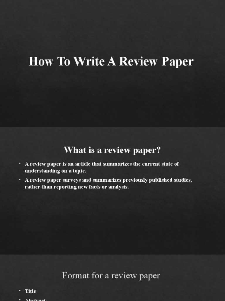 How To Write A Review Paper | PDF