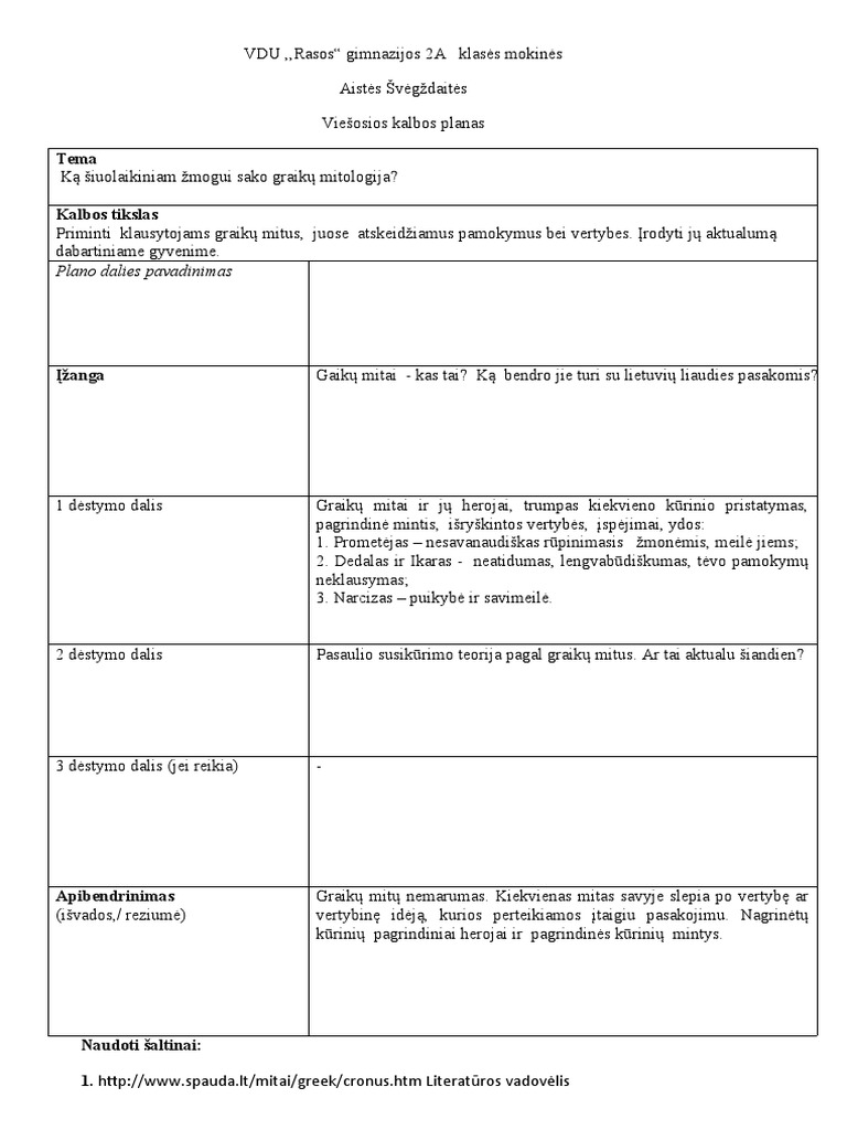 Kalbejimo Planas | PDF