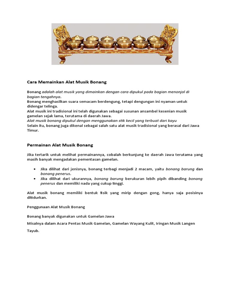Cara Memainkan Alat Musik Bonang | PDF