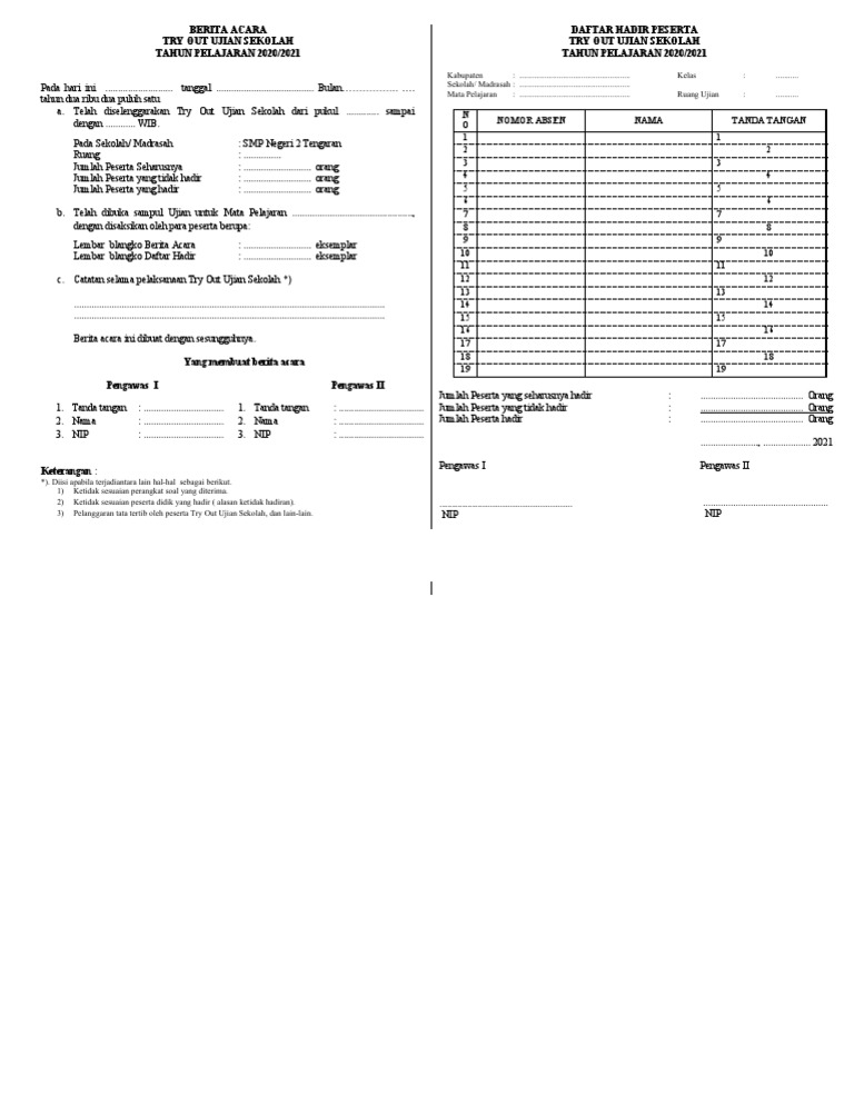BERITA ACARA Try Out | PDF