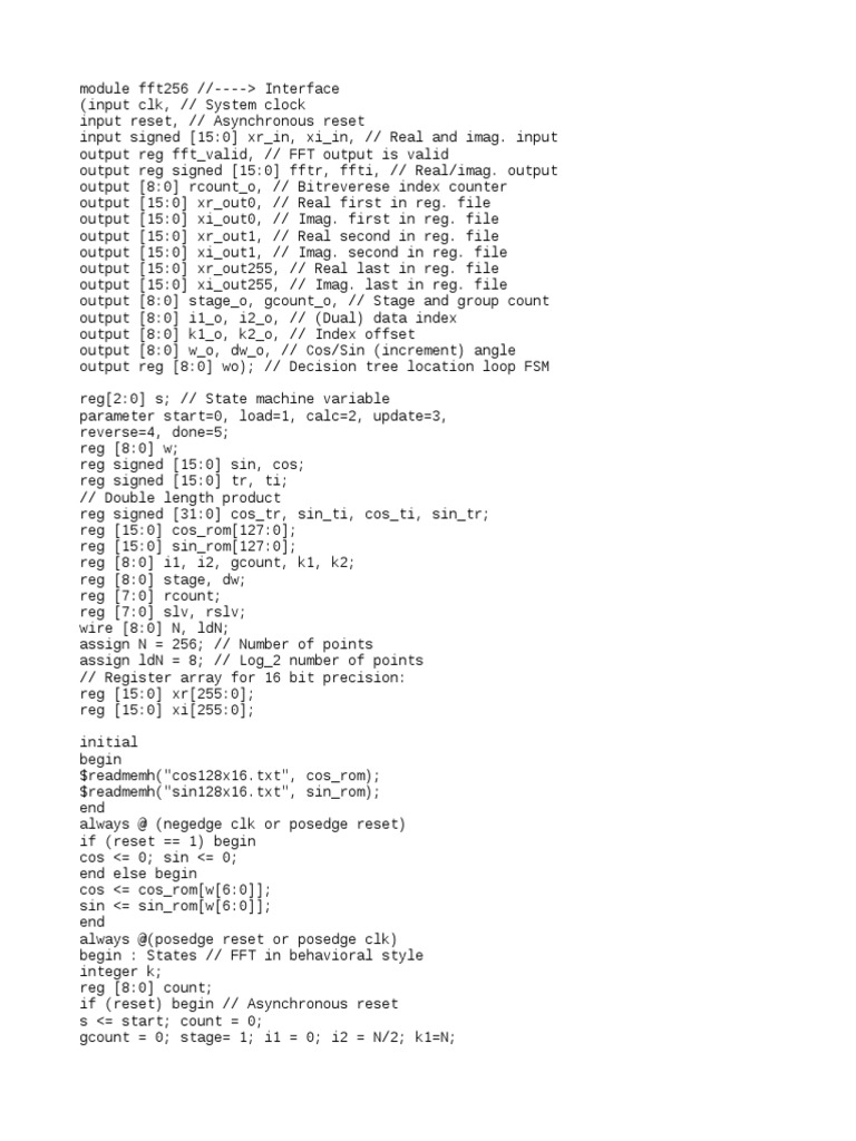 fft256 Verilog Code | Download Free PDF | Computer Architecture ...