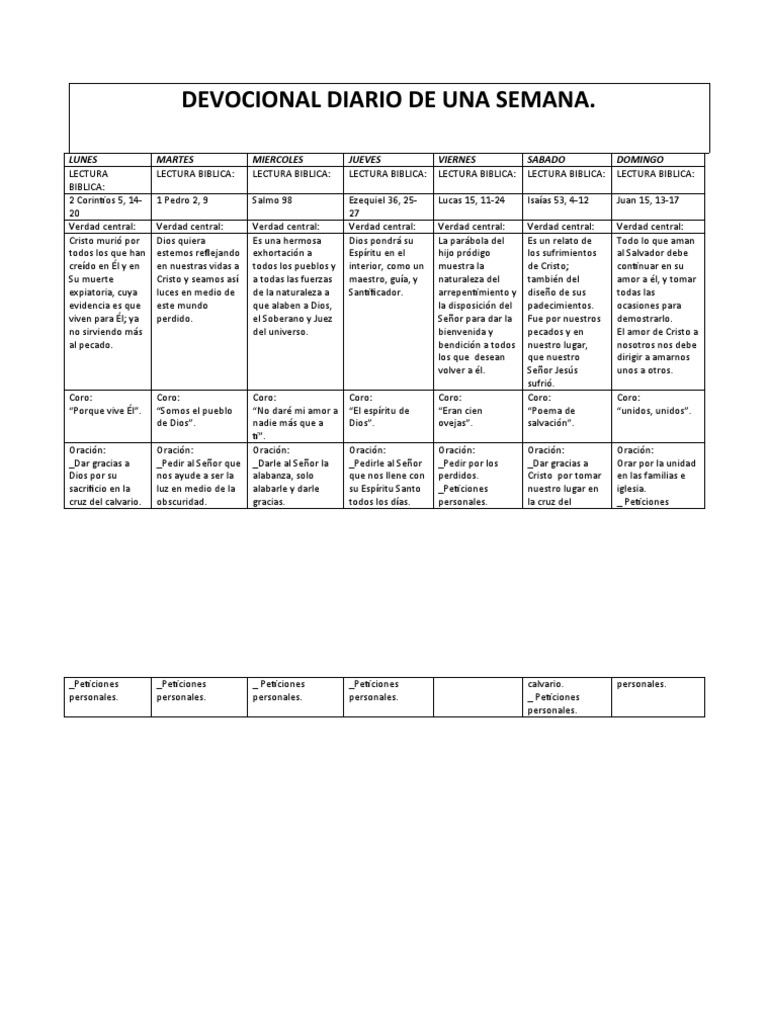 Devocional Semanal Bíblico | PDF | Oración | Cristo (título)