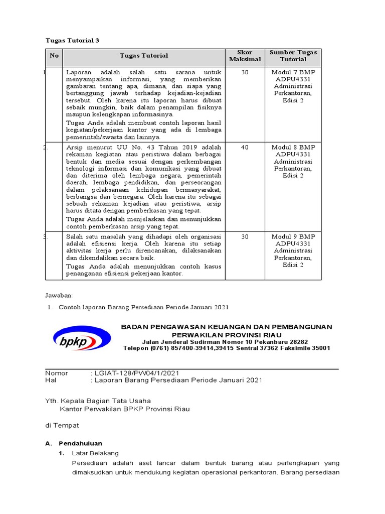 Tugas Tutorial 3 Administrasi Perkantoran | PDF