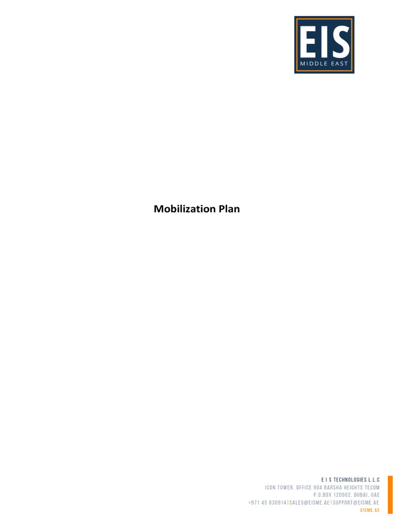 Mobilization Plan: E I S Technologies L.L.C E I S Technologies L.L.C ...