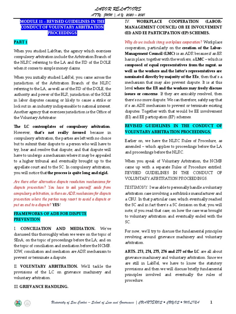 Voluntary Arbitration Guidelines in Labor Relations | PDF | Alternative ...
