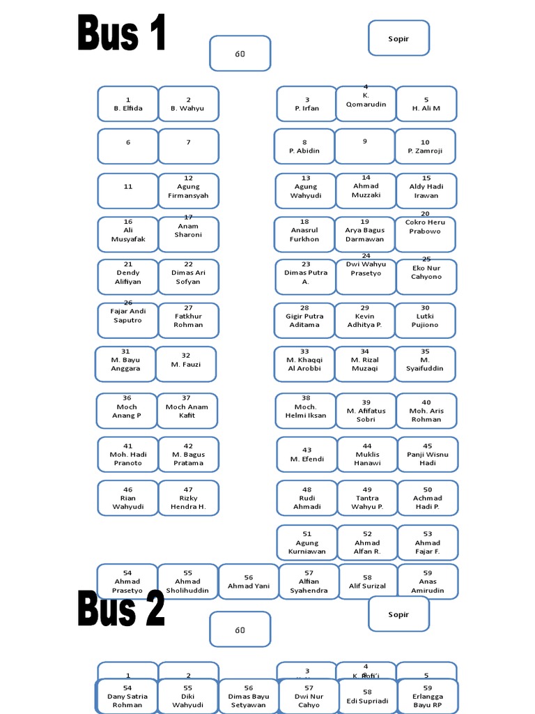 Denah Tempat Duduk Bus 1 | PDF