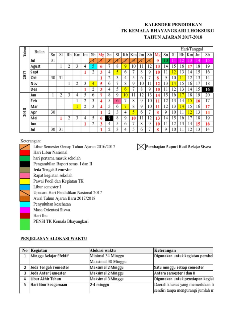 6 11 Kalender Pendidikan TK | PDF
