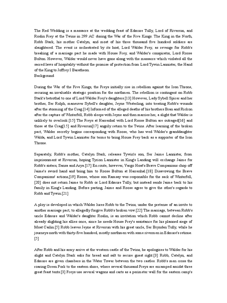 What chapter is the red wedding | Honestweddingadvice.com