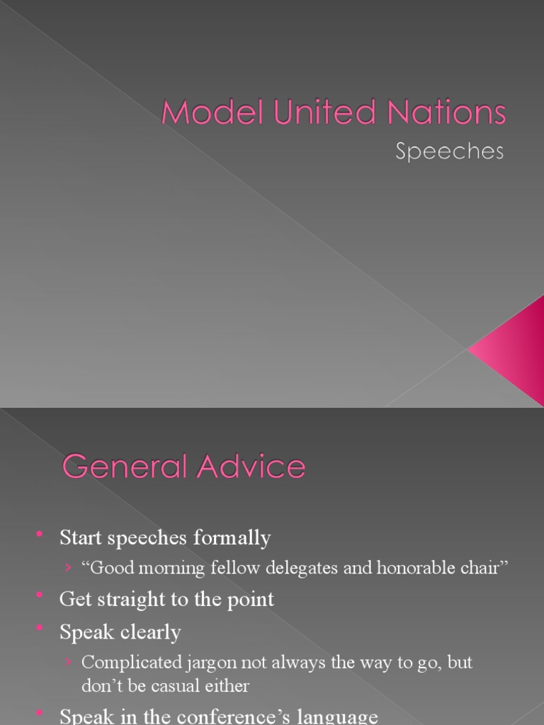 MUN Speeches Presentation | PDF