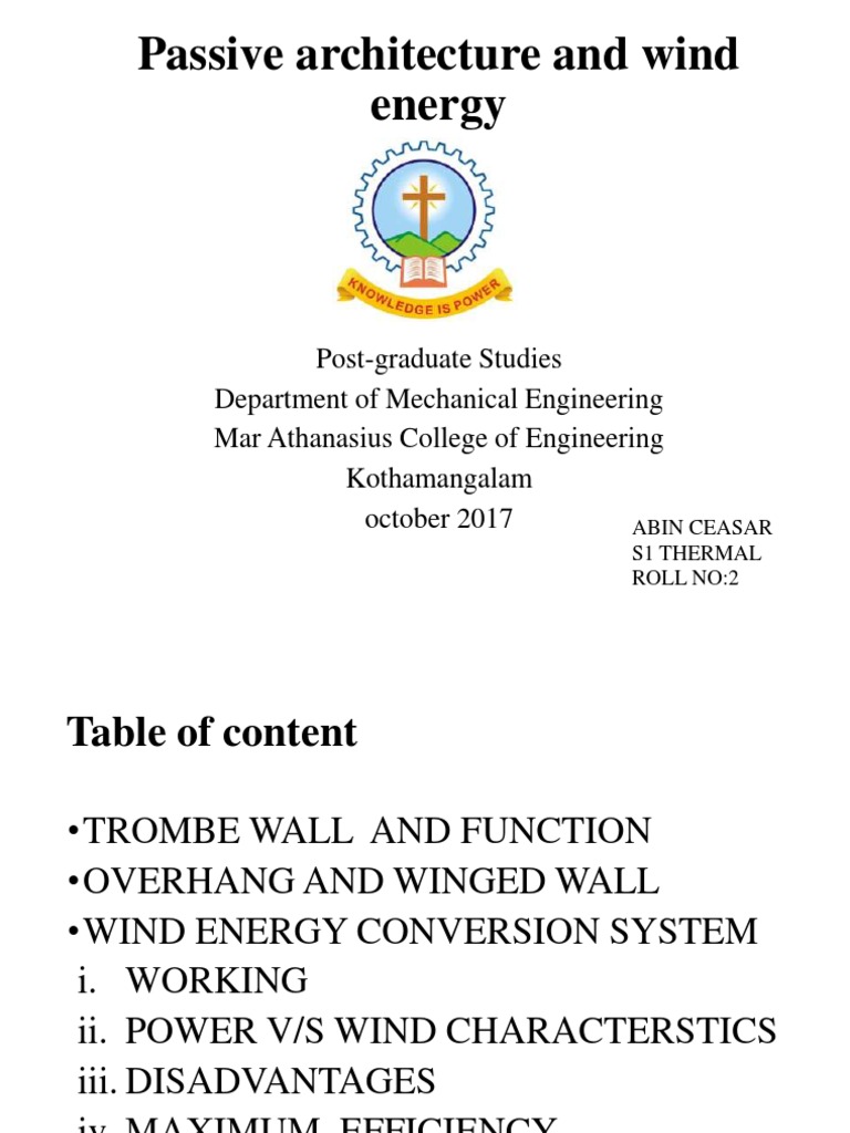 Passive Architecture and Wind Energy | PDF | Wind Turbine | Wind Power