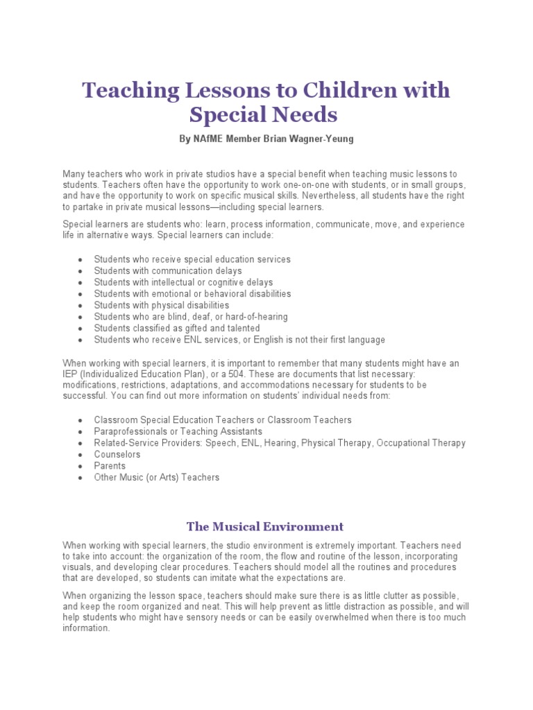 Teaching Lessons To Children With Special Needs | PDF | Individualized ...