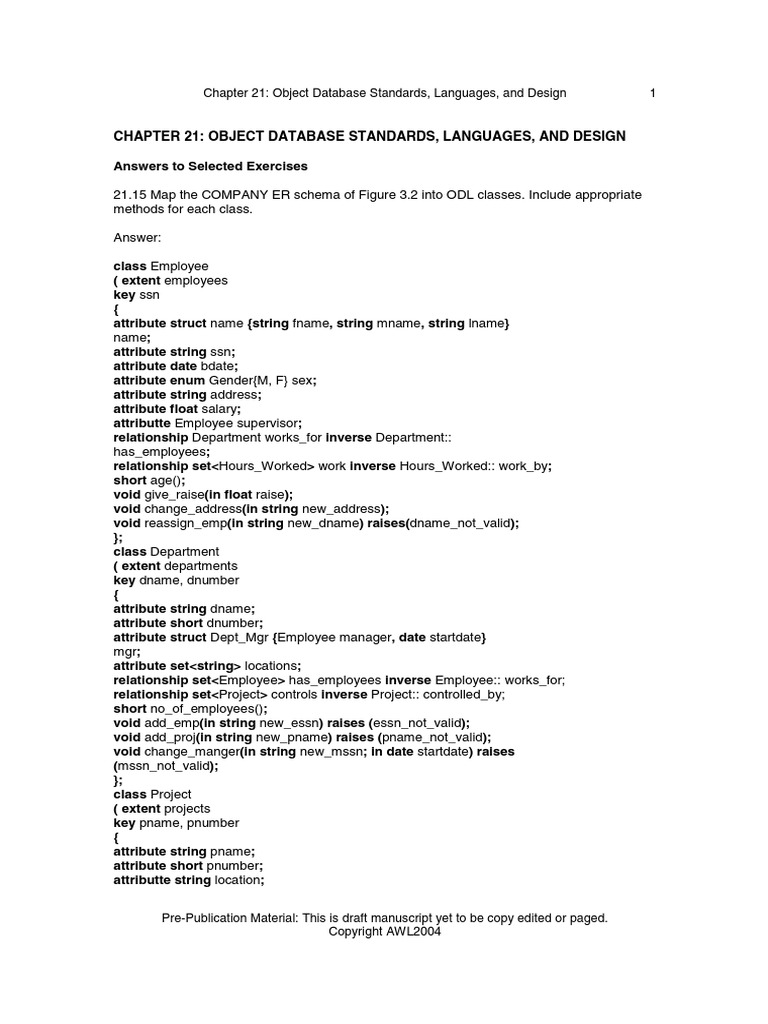 Chapter 21: Object Database Standards, Languages, and Design | PDF | Information Science | Data ...