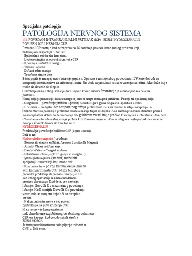 Specijalna patologija-PATOLOGIJ NERVNOG SISTEMA | PDF