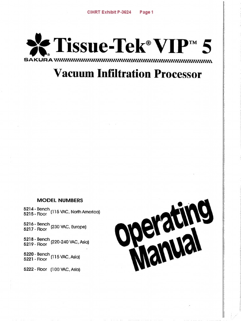 P-3624 - Tissue Tek VIP 5 Manual | PDF | Humidity | Pump
