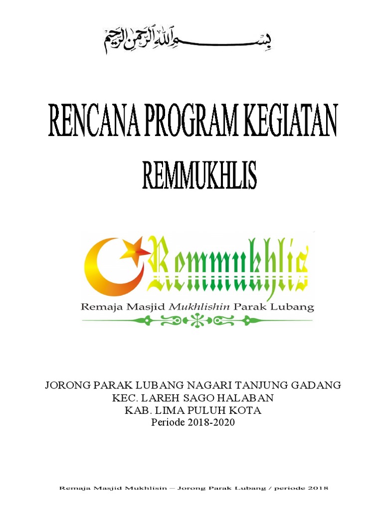 Program Kerja Remaja Masjid Mukhlisin | PDF