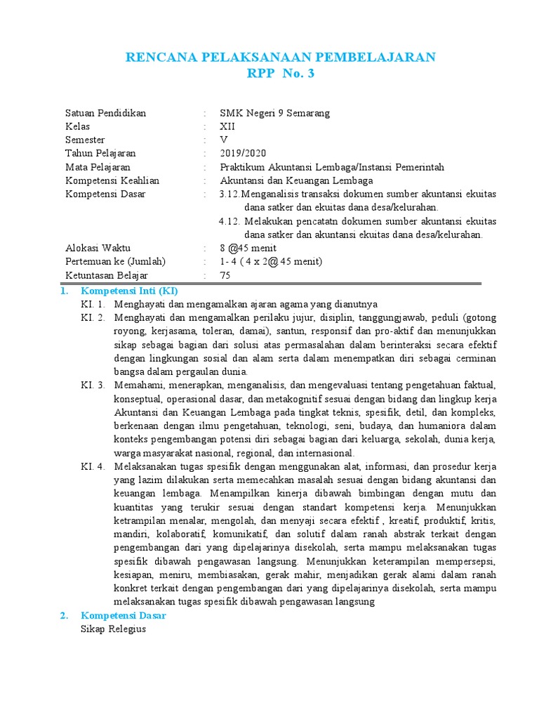RPP KD 3.12-Prak - Akt.lembaga-Xii | PDF
