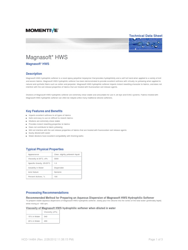 Magnasoft HWS | PDF | Textiles | Patent
