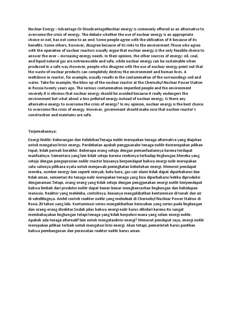 Contoh Discussion Text | PDF | Nuclear Power | Nuclear Reactor