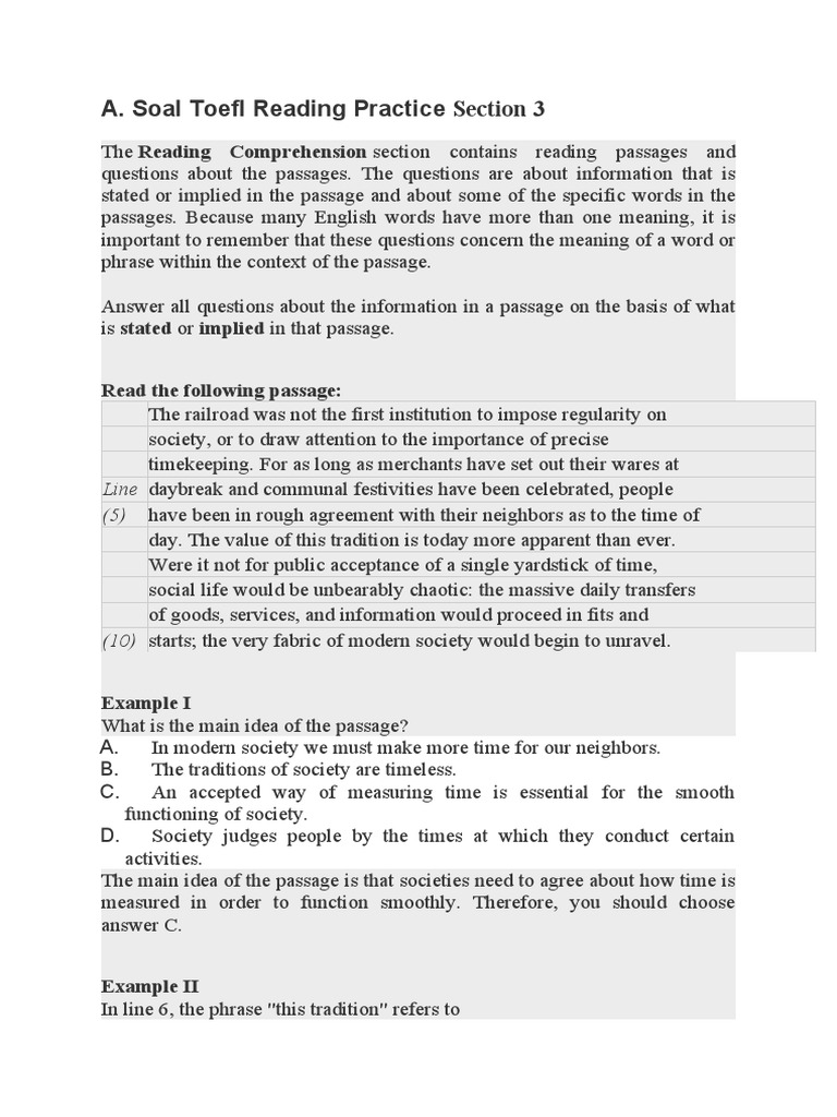 A. Soal Toefl Reading Practice Section 3: Read The Following Passage ...