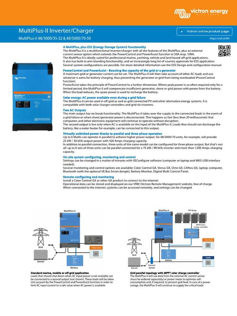 MultiPlus-II Inverter/Charger Guide | PDF | Electrical Grid | Battery ...