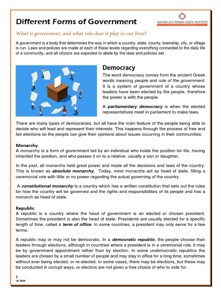 Overview of Government Types | PDF | Monarchy | Heads Of State