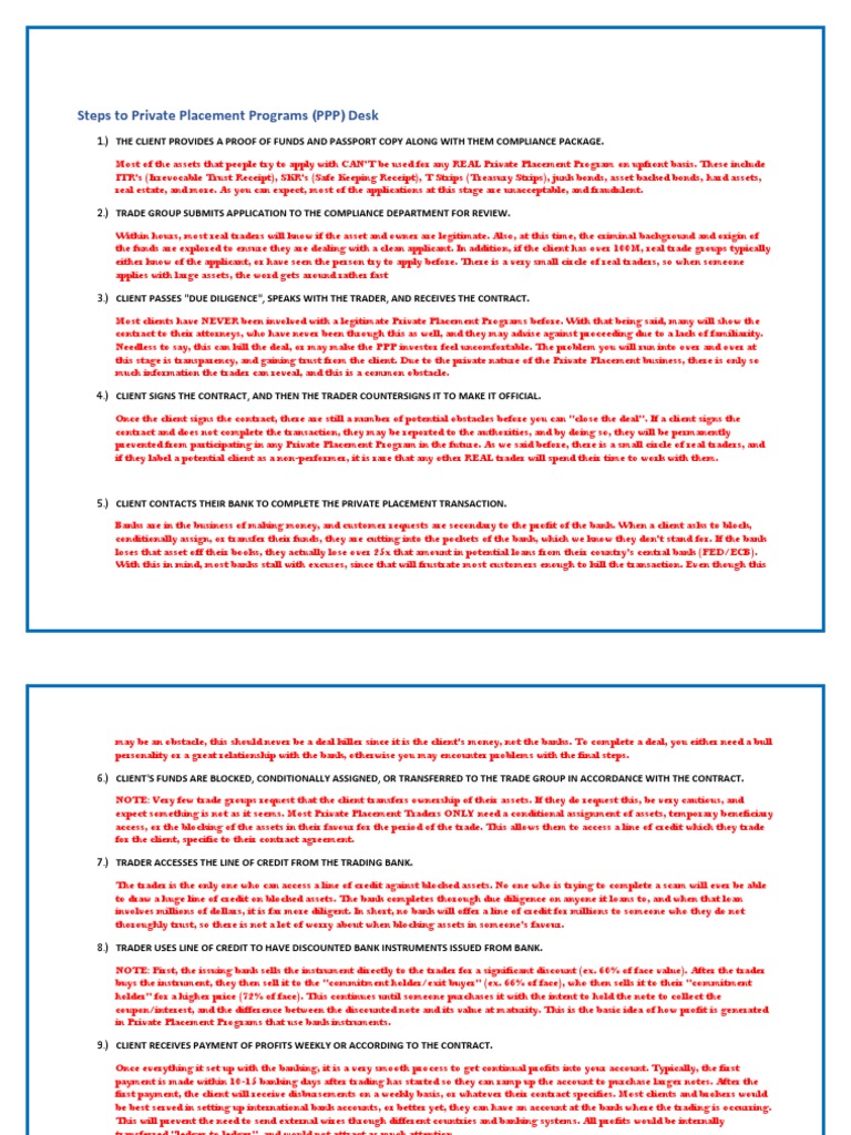 Steps To Private Placement Programs (PPP) Desk | PDF | Investor ...