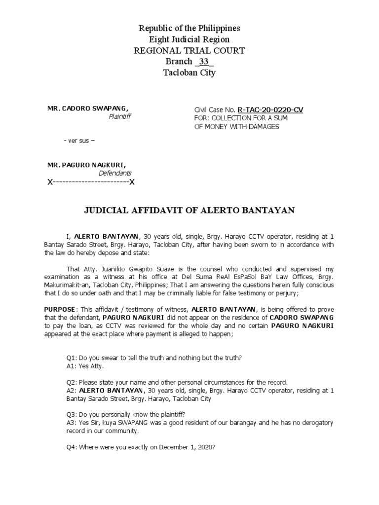 Affidavit of Bantayan | PDF | Perjury | Legal Procedure