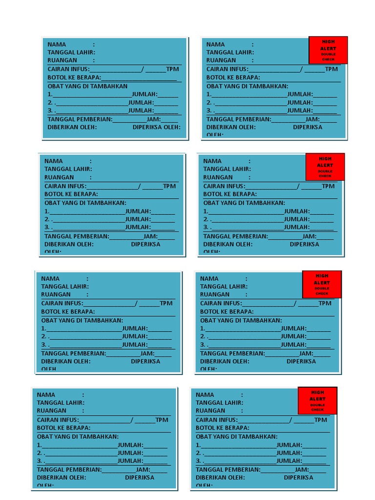 Etiket Pemberian Infus | PDF