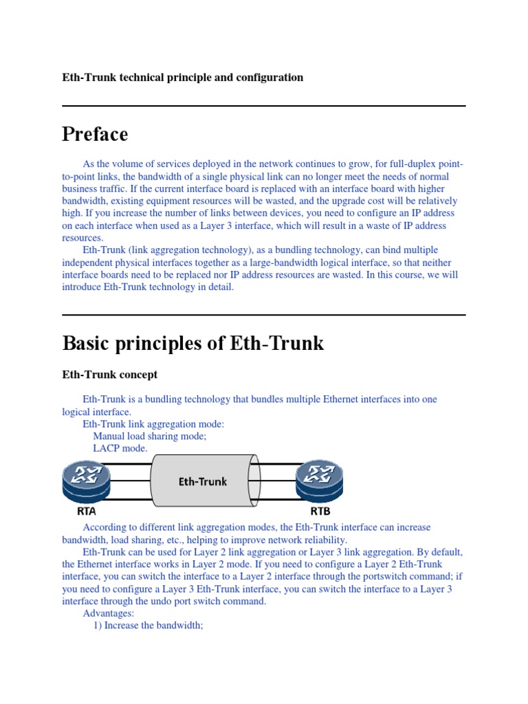 Eth Trunk Configuration | PDF | Computer Network | Computer Engineering