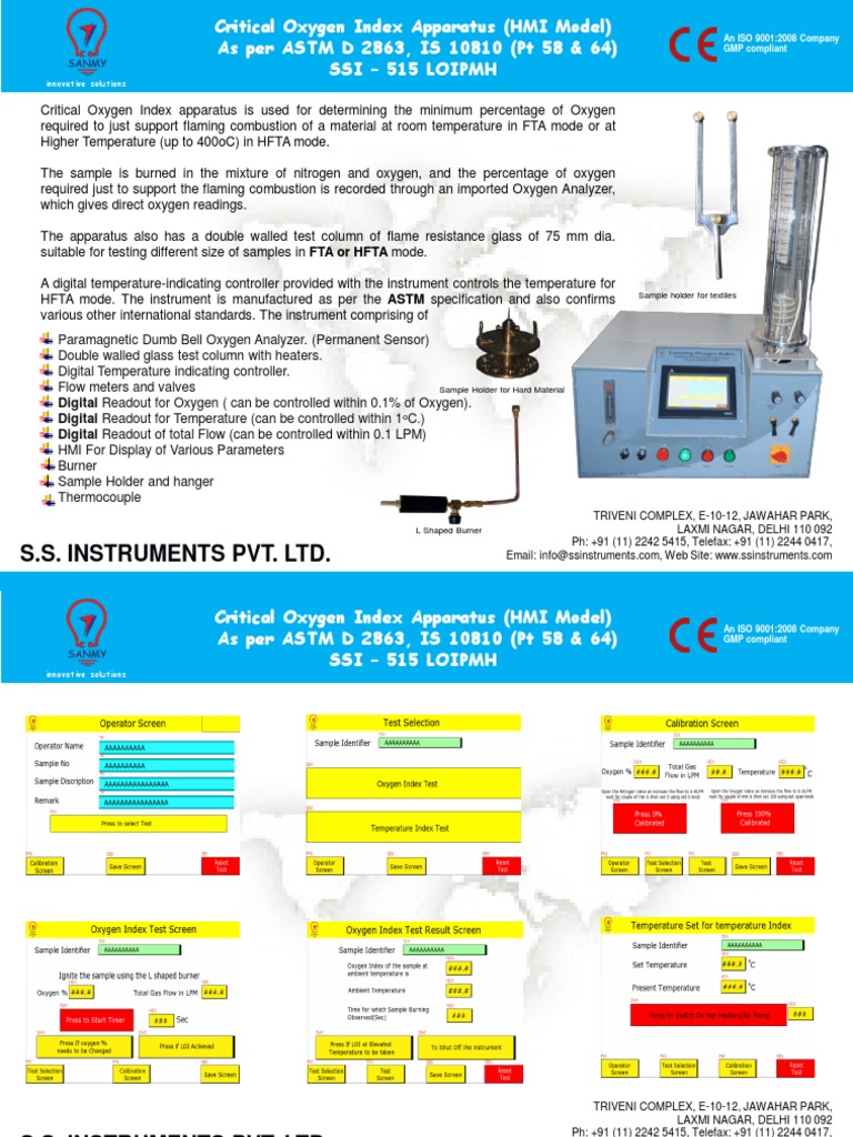 Limiting Oxygen Index LOI With HMI | PDF | Combustion | Thermocouple