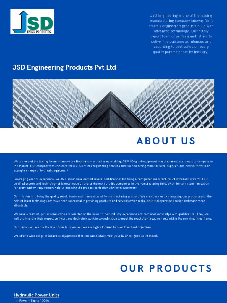 JSD Engineering Products PVT LTD Cooperate Profile | PDF | Mechanical Engineering | Science