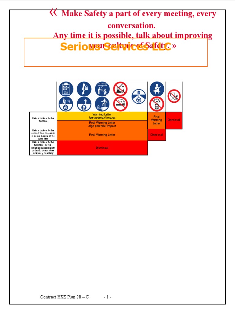 SAMPLE HSE Plan | PDF | Regulatory Compliance | Hygiene