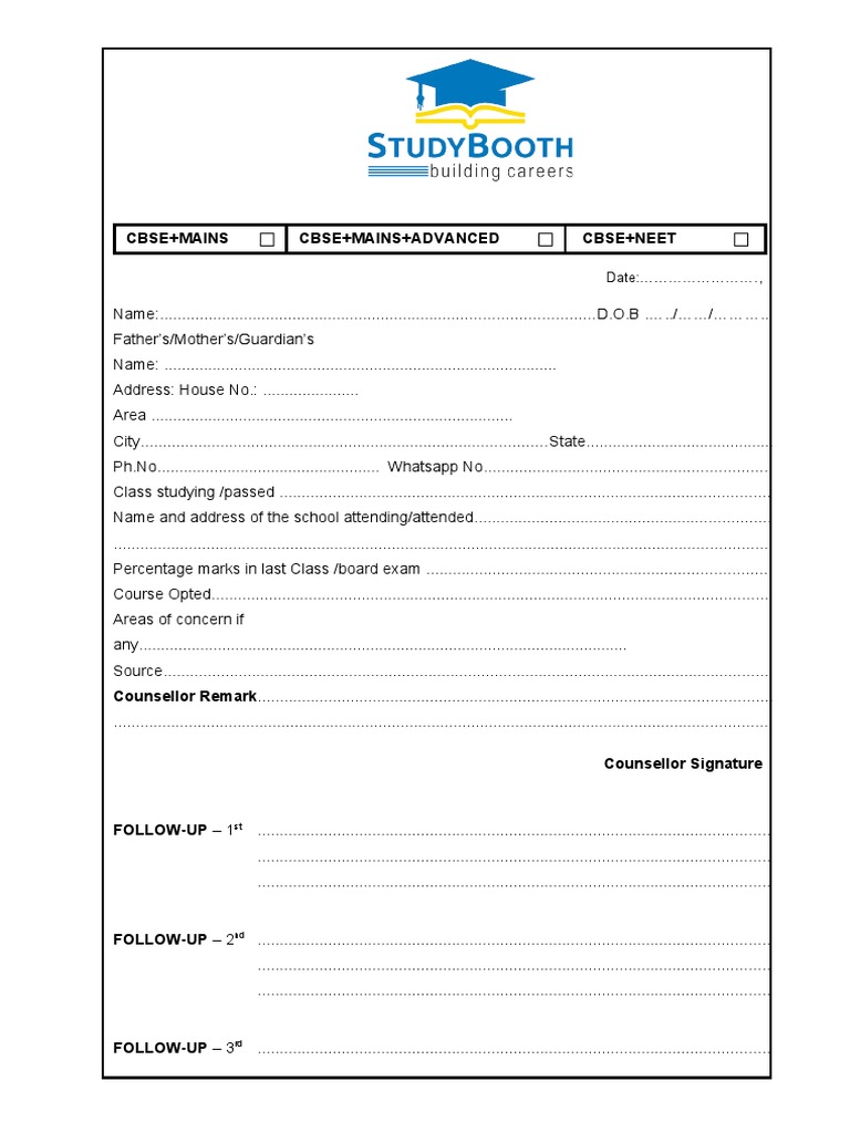 School Admission Enquiry Register Format | PDF