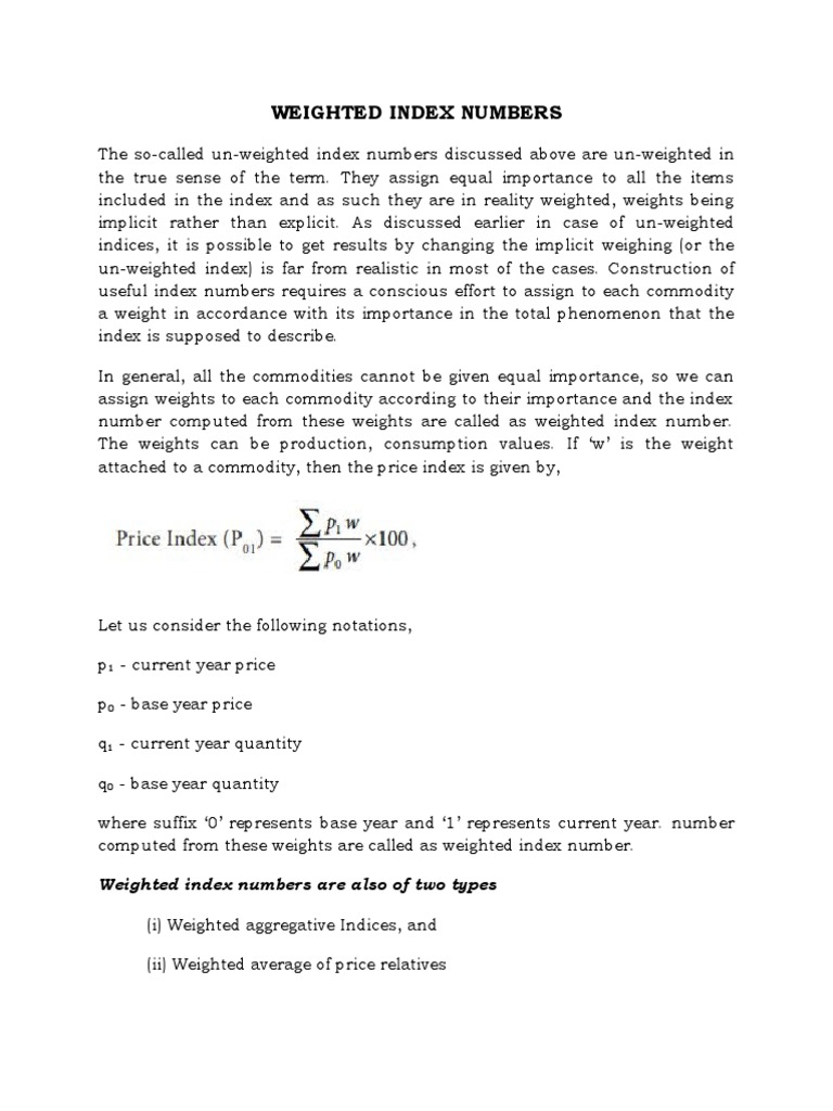 Weighted Index Numbers Are Also of Two Types | PDF | Price Indices | Index (Economics)