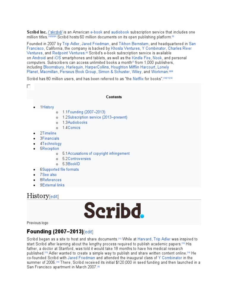 Scribd Inc | PDF | Scribd | Online Services