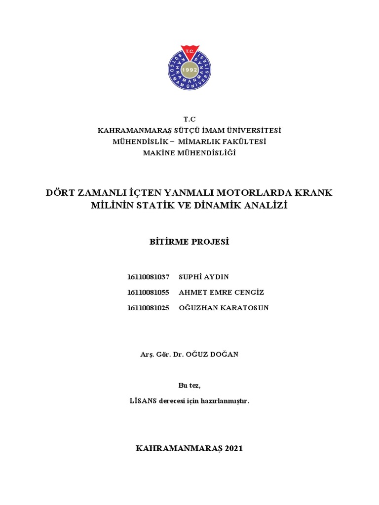 Bitirme Projesi 1 | PDF