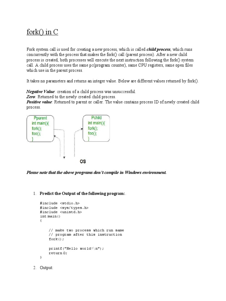 Fork System Call | PDF | Process (Computing) | Parameter (Computer Programming)