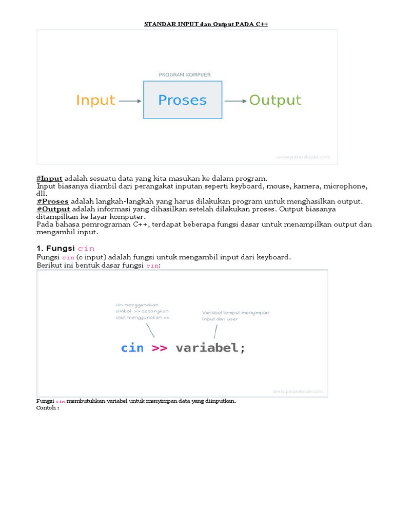STANDAR INPUT Dan Output PADA C | PDF
