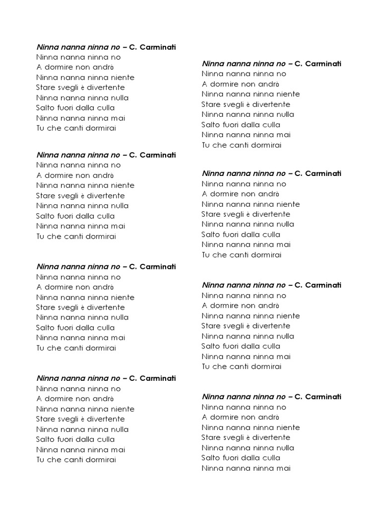 Ninna Nanna Ninna No Testo | PDF