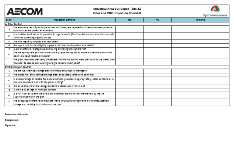 Odor & VOC Inspection Checklist | PDF