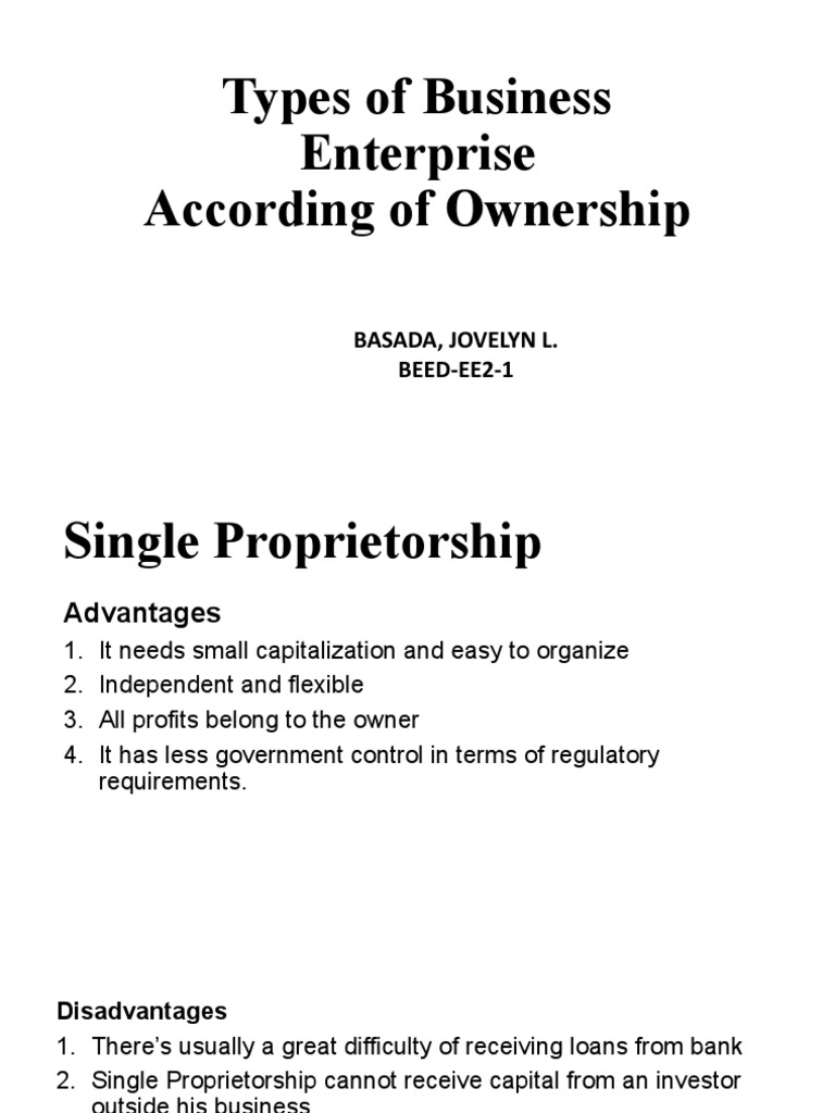 Types of Business Enterprise | PDF | Cooperative | Corporations