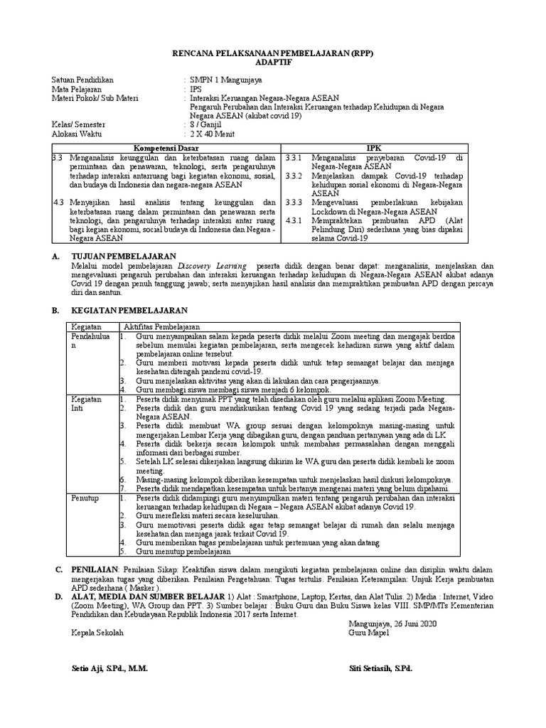RPP Adaptif Ok | PDF