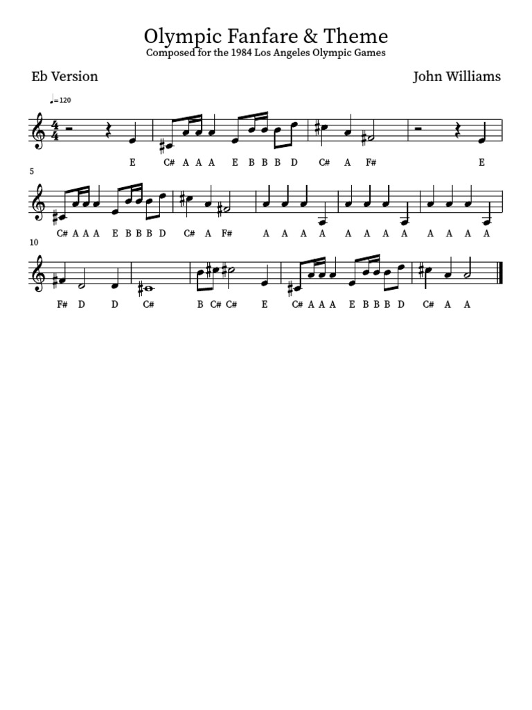Olympic Fanfare & Theme Sheet Music | PDF